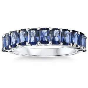 BLISS DIAMOND 2.50ct Blue Sapphire Wedding Anniversary Ring Stackable 14k Gold Band