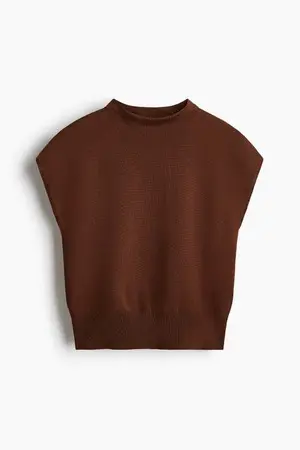 H&M Mock Turtleneck Sweater Vest - Brown