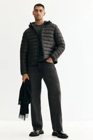 H&M Slim-fit Lightweight Puffer Jacket - Black