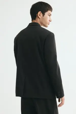 H&M Relaxed-fit Double-breasted Jacket - Black/pinstriped