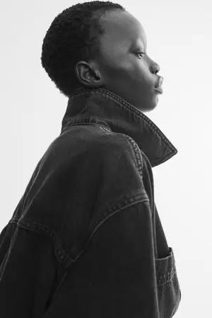H&M Cotton Denim Overshirt - Denim Black