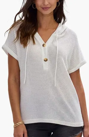 LASCANA Hooded Waffle Knit Top