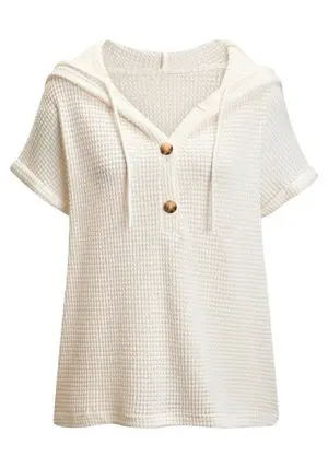LASCANA Hooded Waffle Knit Top