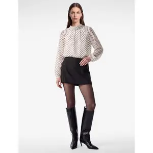 Koton Chiffon Blouse With A Shawl Collar And Polka-dot Scarf