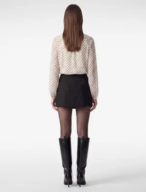 Koton Chiffon Blouse With A Shawl Collar And Polka-dot Scarf