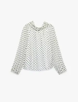 Koton Chiffon Blouse With A Shawl Collar And Polka-dot Scarf