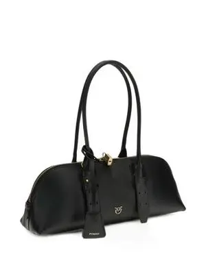 Pinko Escape Bag Horizontal Large Shoulder Bag In Leather - Black