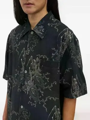 Our Legacy Every Skeleton-print Short-sleeve Shirt - Black