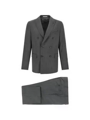 Pal Zileri Herringbone Double-breasted Suit - Grey