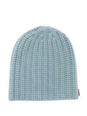 LISKA Michaela Ribbed Cashmere Beanie Hat - Blue