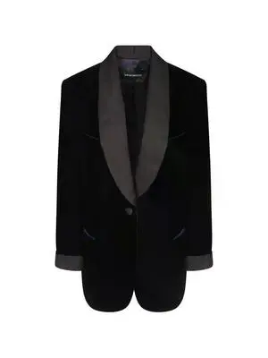 Emporio Armani Velvet Shawl-lapel Jacket - Blue