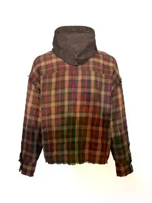 WIZZARD Check-pattern Hooded Shirt Jacket
