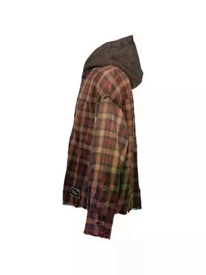 WIZZARD Check-pattern Hooded Shirt Jacket