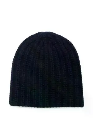 LISKA Michaela Ribbed Cashmere Beanie Hat - Blue