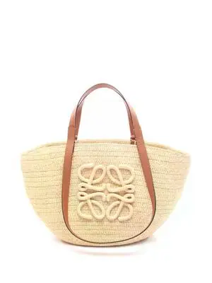 Loewe 2010-2026 Medium Raffia Eclipse Basket Tote Satchel - Neutrals