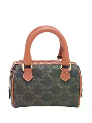 Celine 2015-2026 Mini Triomphe Coated Canvas Boston Bag Satchel