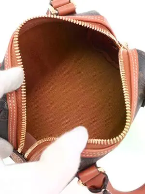 Celine 2015-2026 Mini Triomphe Coated Canvas Boston Bag Satchel