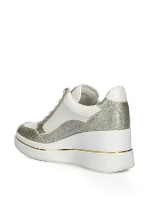 Michael Kors Emmy Signature Logo And Leather Wedge Trainers