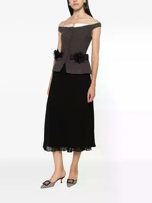 SELF-PORTRAIT Off-shoulder Pleated Midi Dress
