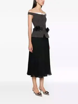 SELF-PORTRAIT Off-shoulder Pleated Midi Dress