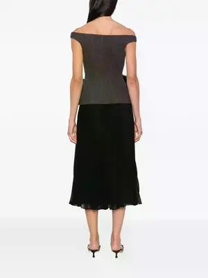 SELF-PORTRAIT Off-shoulder Pleated Midi Dress