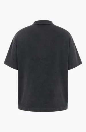 MODENAIRE Washed Short Sleeve Snap Button Polo Shirt