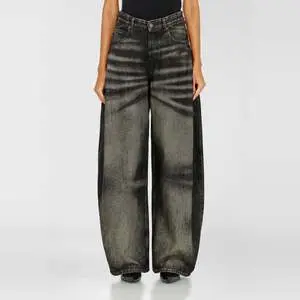 DIESEL® Relaxed Jeans High Waist 1987 D-khelz, /dark Grey, Button Fly - Black
