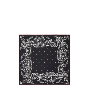Fendi Foulard Silk Foulard With Tiger Print - Black