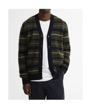 Barbour V-neck Plaid Knit Cardigan