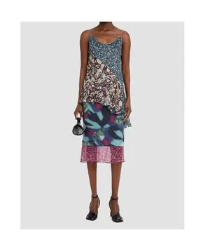 Dries Van Noten Printed Silk Asymmetric Top