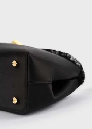 TOTEME Mini T-lock Frayed Satin Clutch - Black
