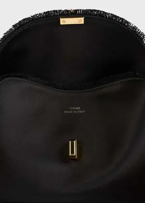 TOTEME Mini T-lock Frayed Satin Clutch - Black