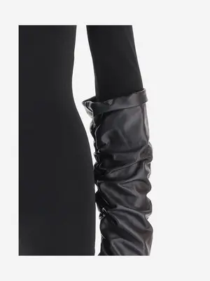DARKPARK Ruched Sleeve Turtleneck Top - No
