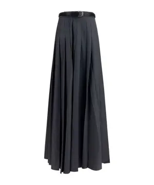 SELF-PORTRAIT Pleated Maxi Skirt - Grey