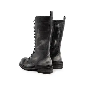 ANN DEMEULEMEESTER Brushed Leather Lace-up Combat Boots