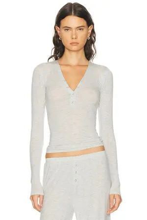 NEGATIVE UNDERWEAR Whipped Henley Top In Grey