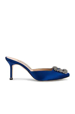 Manolo Blahnik Satin Hangisimu 70 Mule In Royal