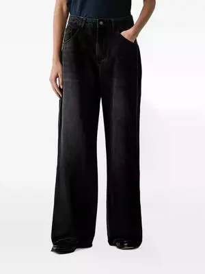 ELEH Faded Wide-leg Jeans - Black