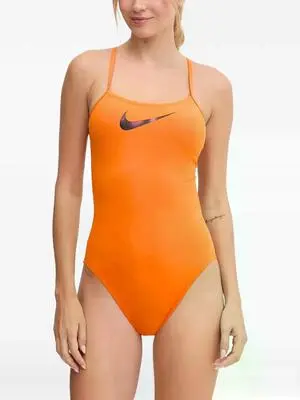 Nike Swoosh-print Crossover Swimsuit Orange