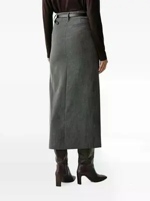 ELEH Pinstripe-pattern Front-slit Skirt