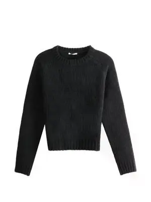 Auralee Ribbed-knit Raglan-sleeve Sweater - Black