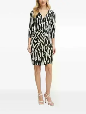 MORGAN Ralma Abstract-print Wrap-style Midi Dress - Black