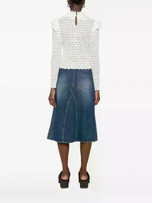 Farm Rio Ruffled Lace-knit Blouse