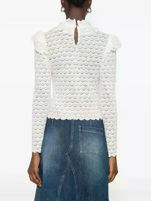 Farm Rio Ruffled Lace-knit Blouse