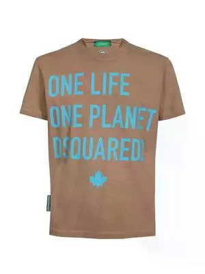 Dsquared2 One Life Slogan-print Crew-neck T-shirt - Neutrals