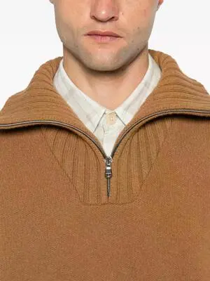 GALLIA Merz Quarter-zip Ribbed-trim Sweater