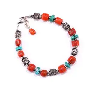 MINERALGEMS ✩ STUDIO Red / Blue Coral And Turquoise Bracelet