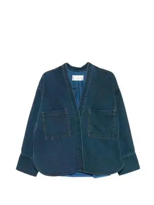 Christian Wijnants V-neck Patch-pocket Denim Jacket - Blue
