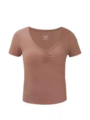 Sweaty Betty Ruched V-neck T-shirt - Brown