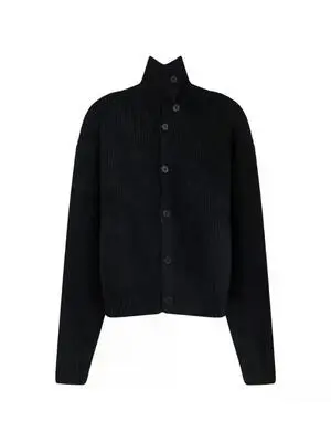 TONYWACK Ribbed-knit High-neck Jacket - Black
